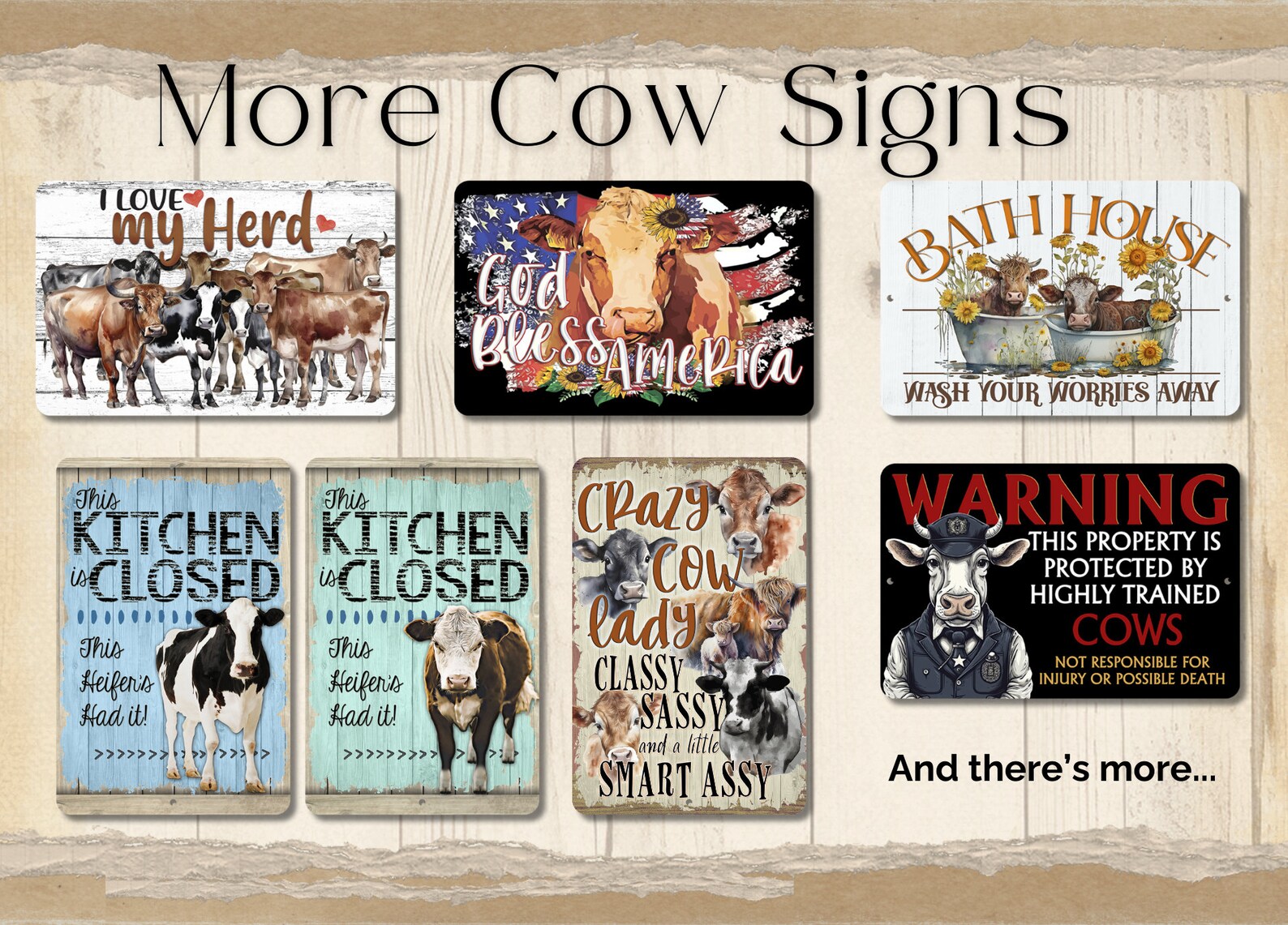 Funny Cow Heifer Kitchen Closed Sign, Cow Lover Gift, Farmhouse Cow ...