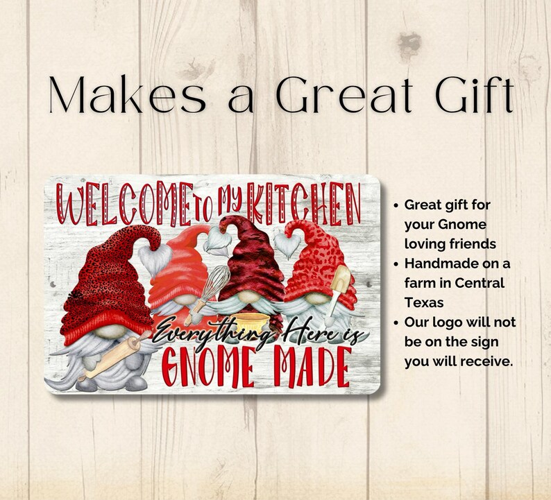 Kitchen Gnome Sign, Everything is Gnome Made, Gnome Lover Gift, Cooking ...