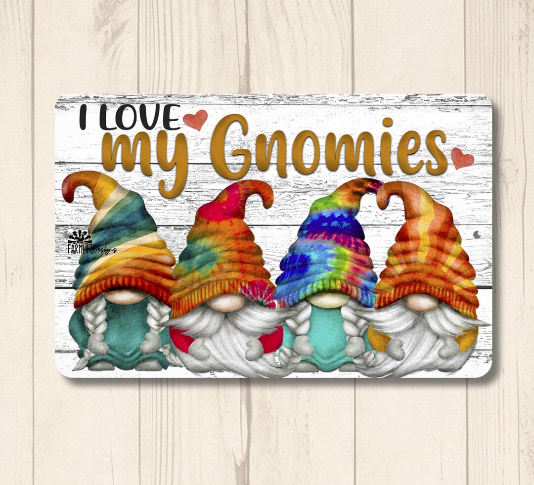 Love My Gnomies, Tie Dye Gnome Lover Gift, Retro Gnome Hippie Decor ...