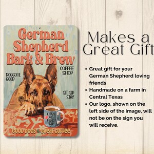 German Shepherd Coffee Bar Sign, Bark & Brew, Shepperd Mom Gift, Coffee ...