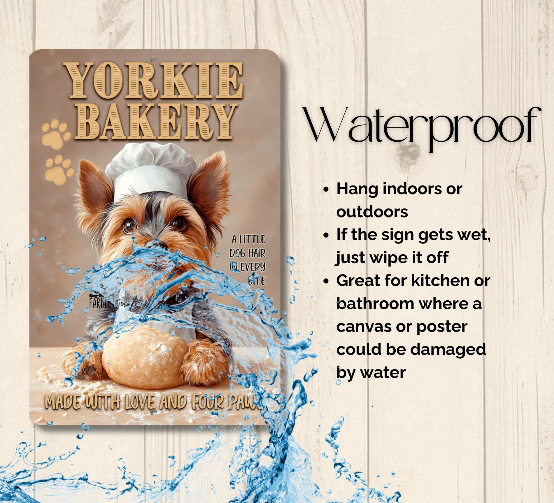Yorkie Bakery Sign, Funny Metal Tin Wall Art, Yorkshire Terrier Dog ...