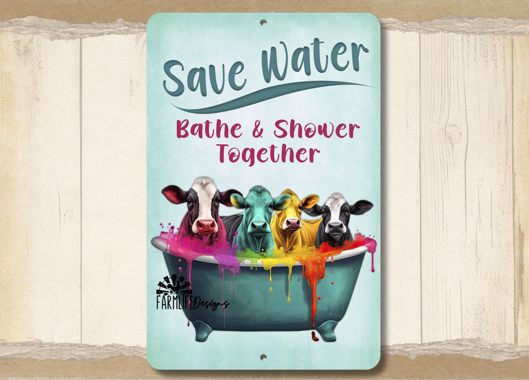 Cow Lover Gift, Cow Bathroom Wall Art, Cow Bath Metal Sign, Cows in ...