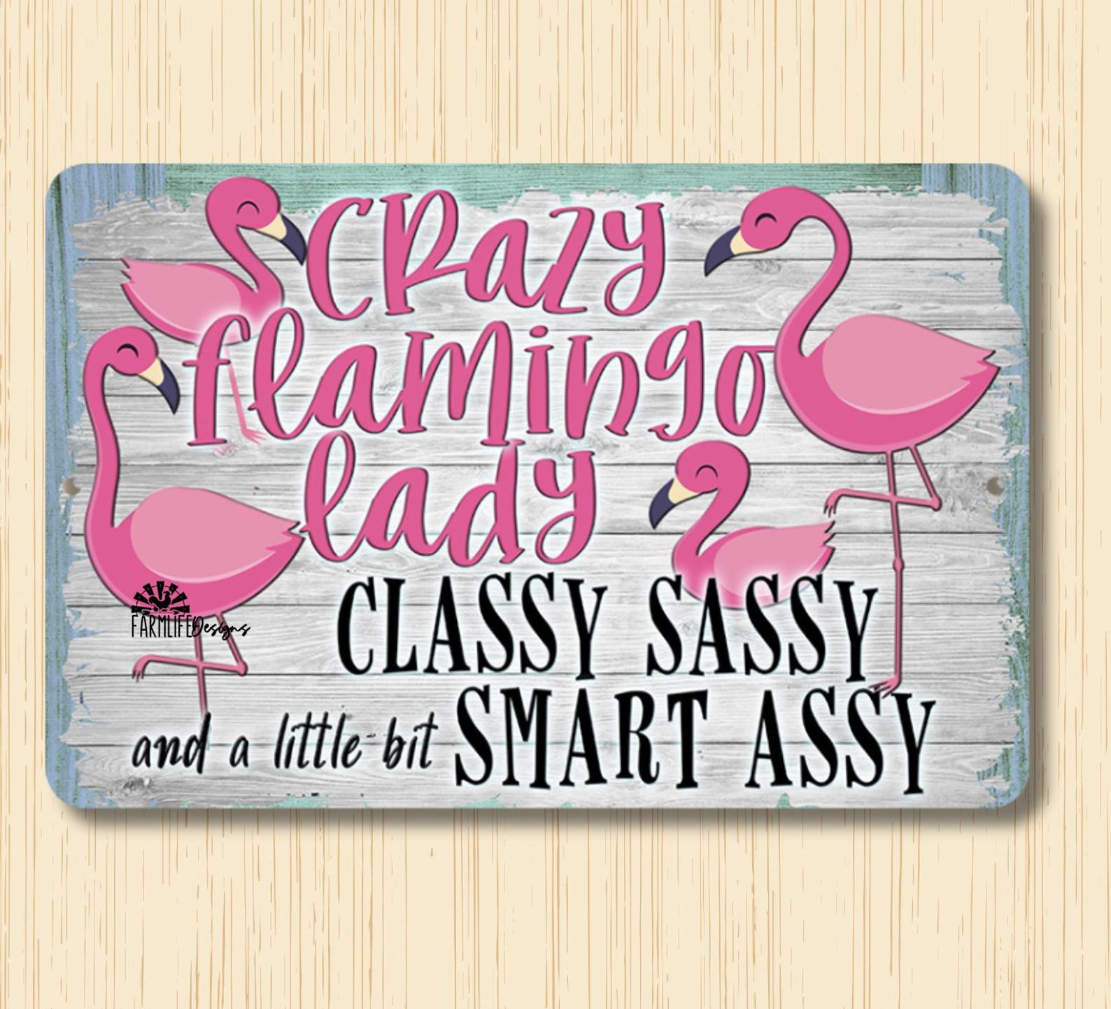 Crazy Flamingo Lady Sign, Flamingo Lover Gift, Pink Flamingo Metal Tin ...