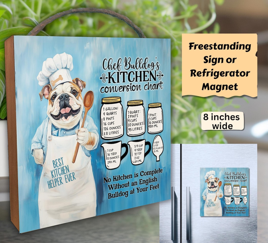 English Bulldog Kitchen Conversion Chart, Baking Measurements, Shelf ...