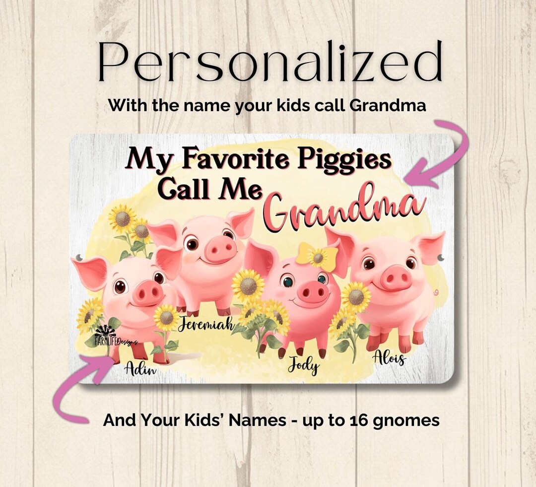 Personalized Piggy Sign, Christmas Gift for Nana, Grandma, Pig Lady ...
