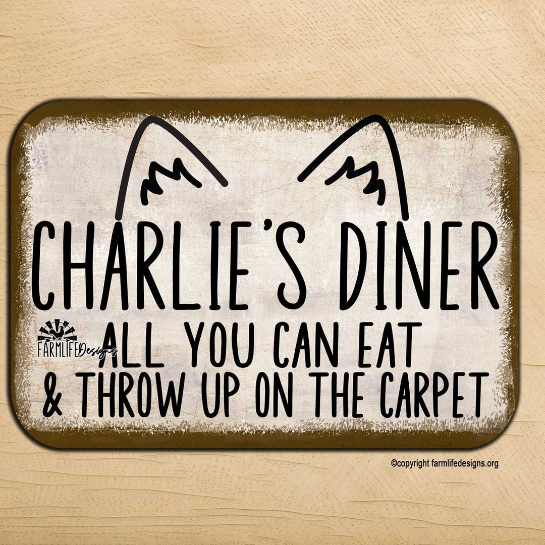 Personalized Cat Diner Sign, Custom Cat Name, Kitchen Decor, Gift for ...