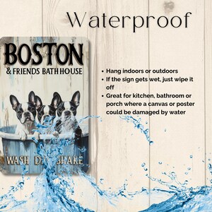 Funny Boston Terrier Sign Bathroom Wall Art Gift Bathhouse Dogs in ...