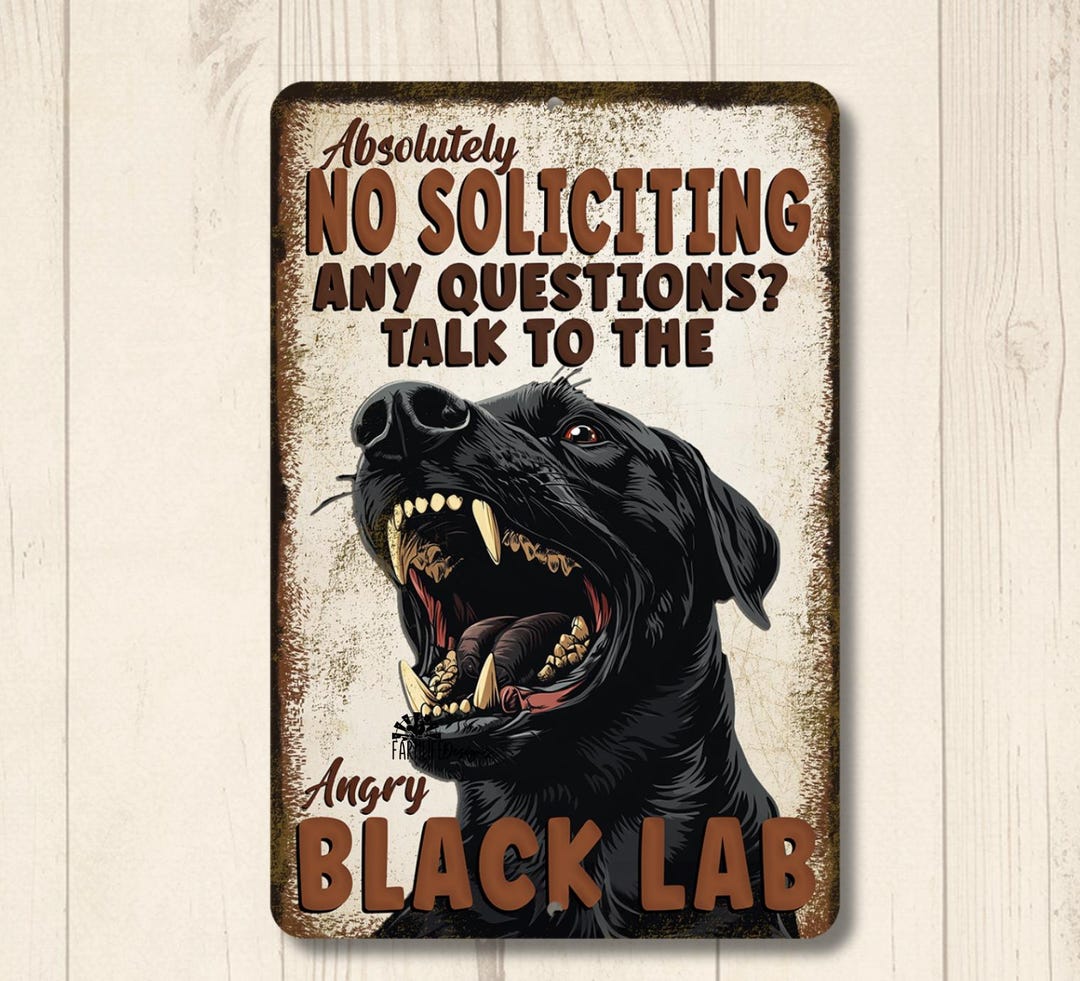 Black Lab No Soliciting Sign, Funny Metal Tin Outdoor Wall Art ...