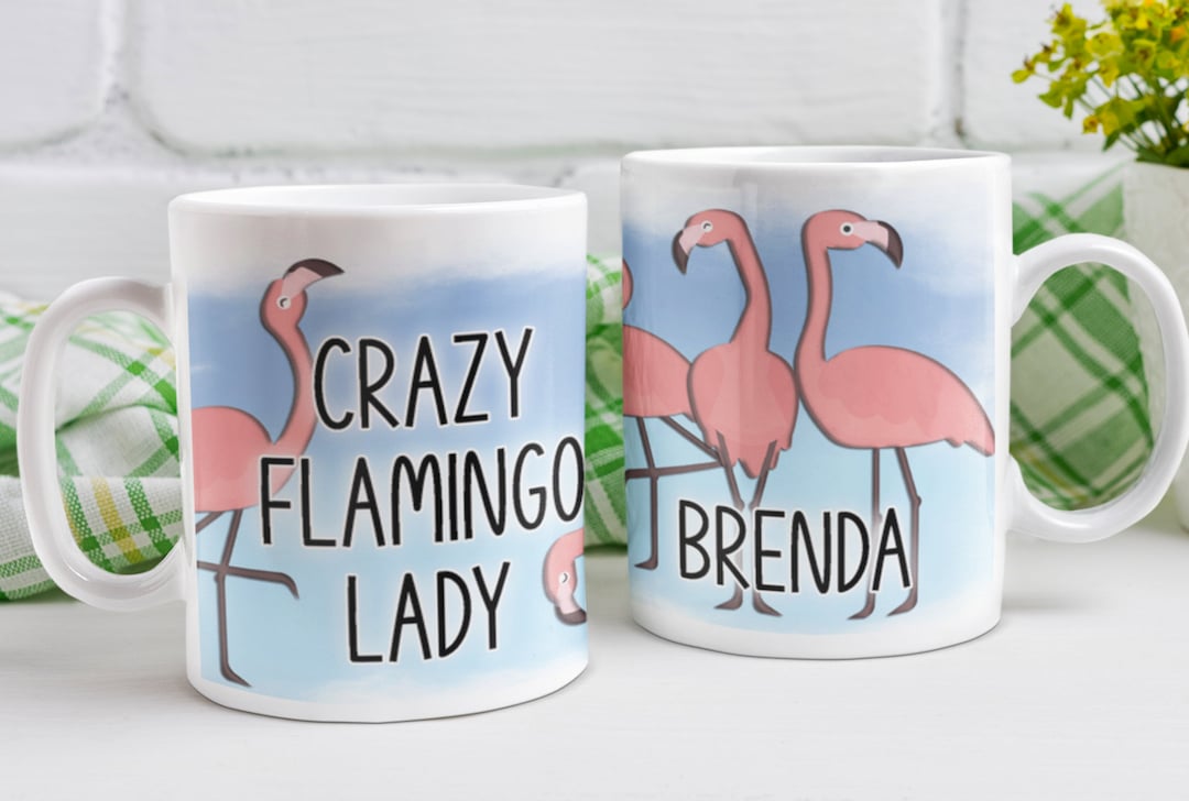 Personalized Crazy Flamingo Lady Ceramic Coffee Mug, Your Name Mug ...