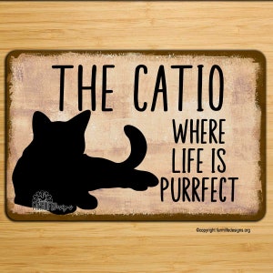 Funny Cat Sign, Catio, Gift for Cat Lover, Pet Parent, Metal Art, Funny ...