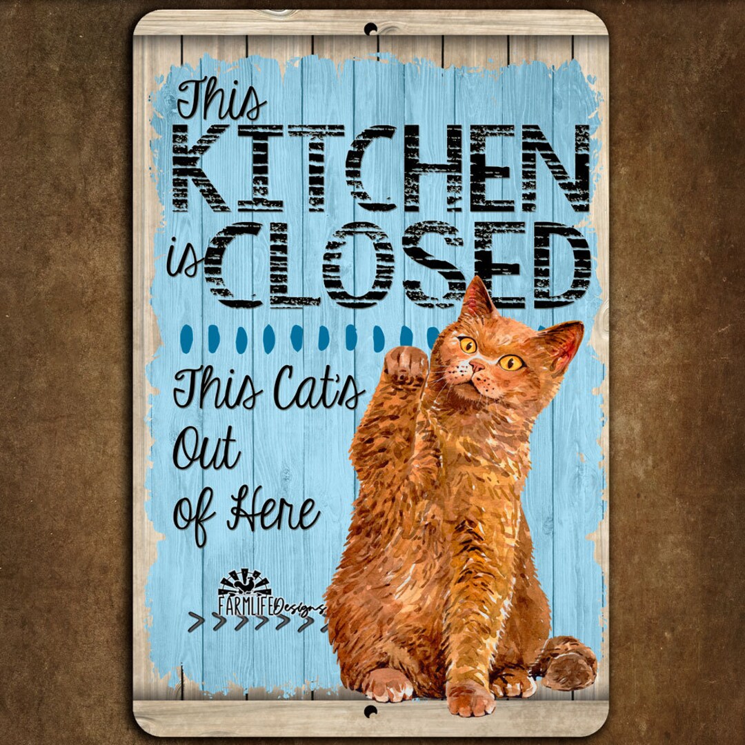 Cat Kitchen Closed Sign, Funny Cat Sign, 8x12 Aluminum ,cat Lover ...