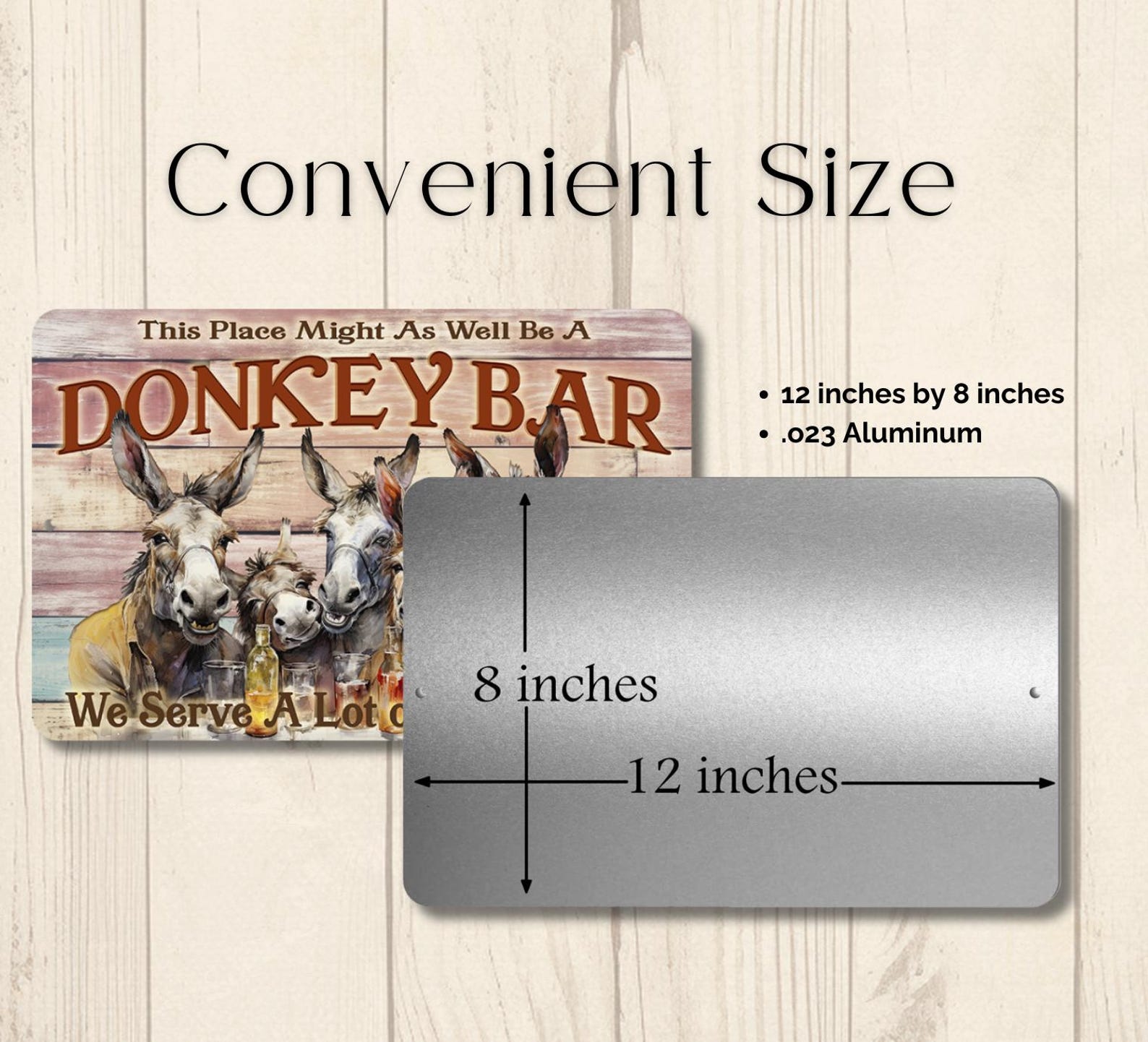 Donkey Bar Sign, Donkeys Drinking Cocktails, Funny Man Cave Sign, Metal ...