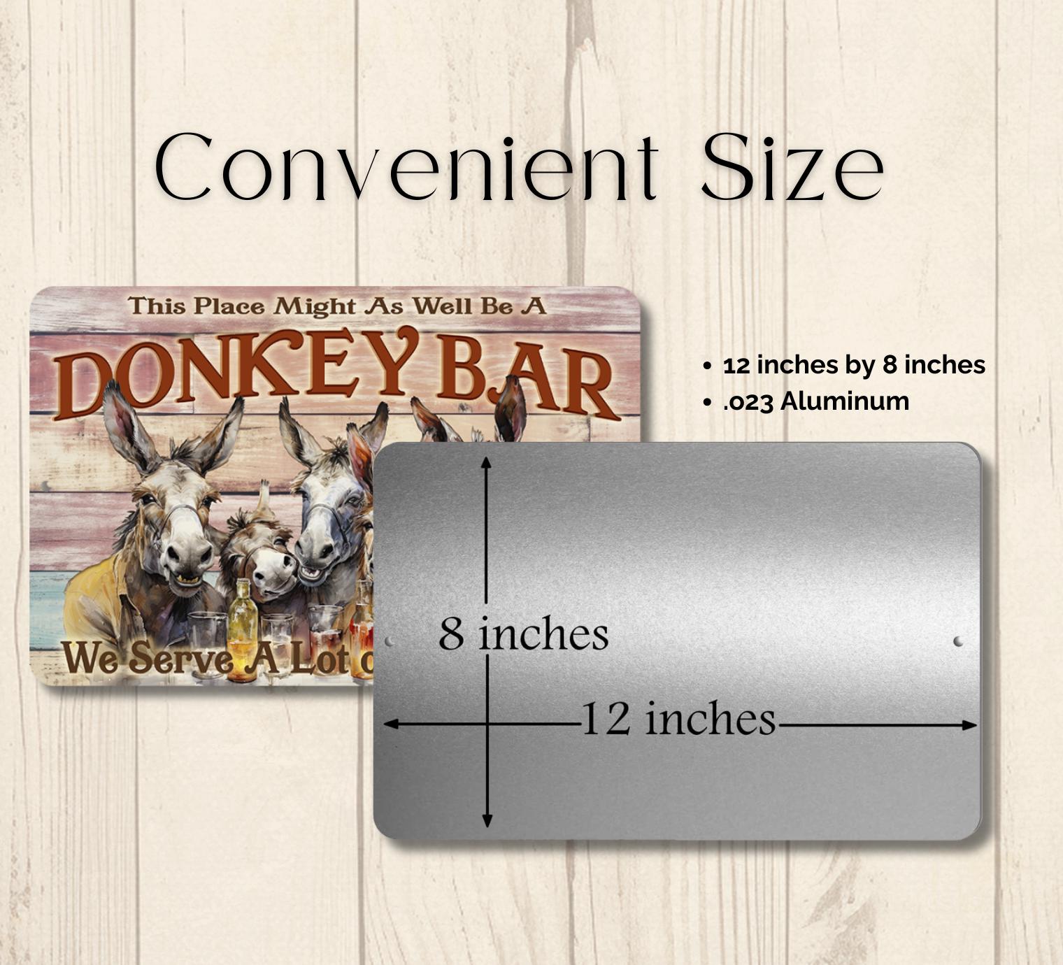 Donkey Bar Sign, Donkeys Drinking Cocktails, Funny Man Cave Sign, Metal ...