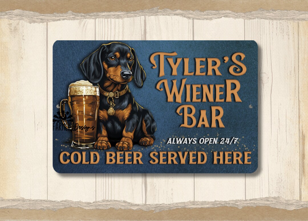 Dachshund Custom Bar Sign, Personalized With Your Name, Man Cave Home ...