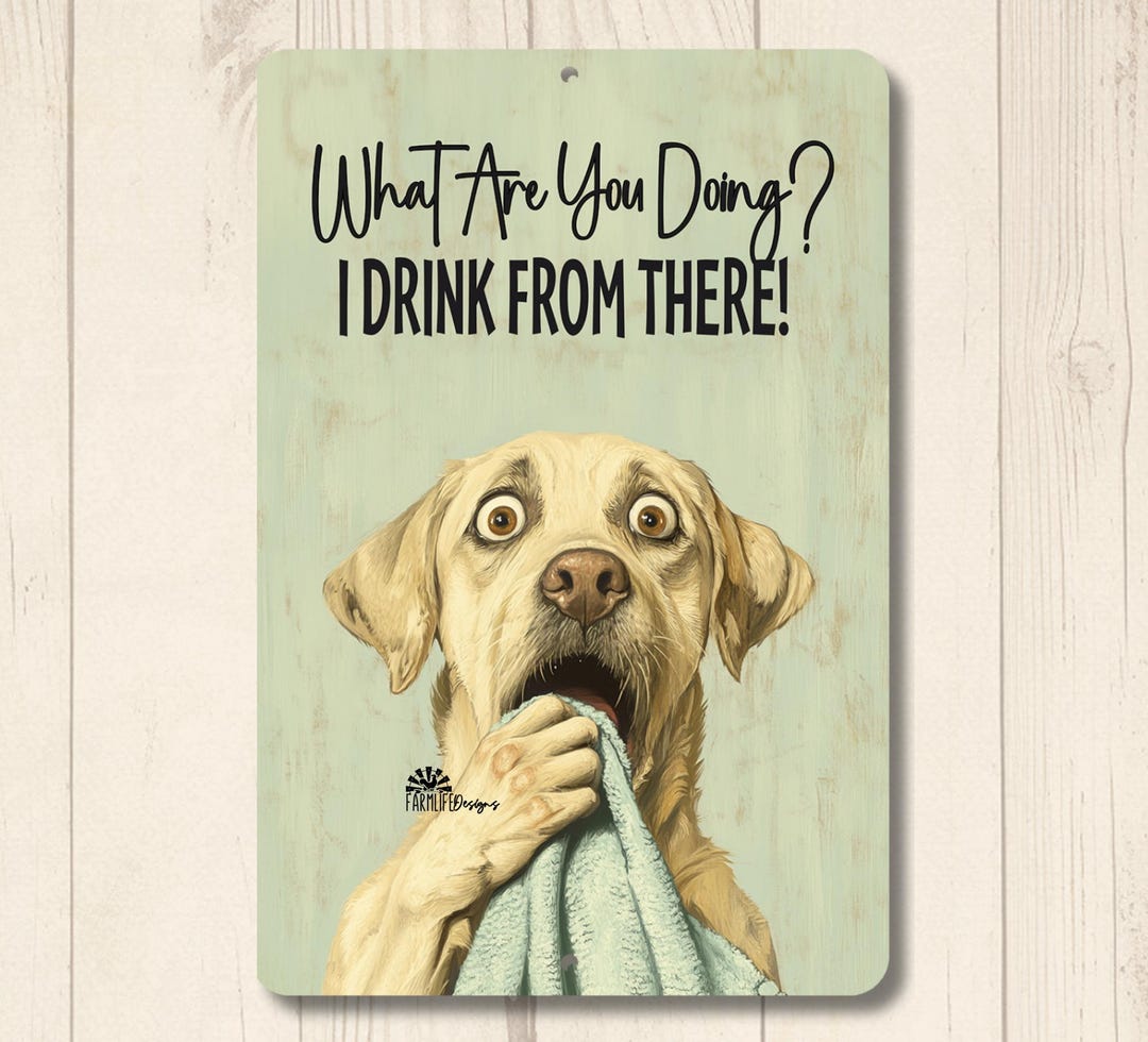 Yellow Golden Lab Bathroom Sign, Funny Toilet Bowl Sign, Dog Lover ...