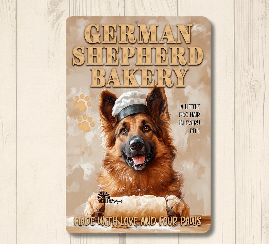 German Shepherd Bakery Sign, Kitchen Gift, Shepherd Dog With Rolling ...