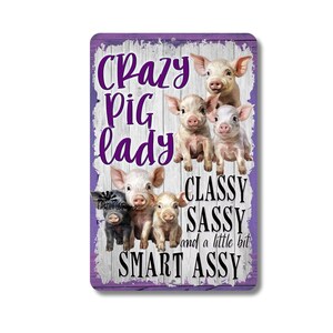 Pig Lady Sign, Crazy Pig Lady Gift, Gift for Pig Lover, Pig Metal Sign ...