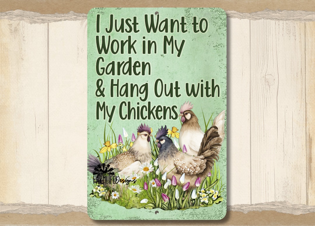 Chicken Garden Sign, Chicken Lover Gift, Outdoor Garden Sign, Metal ...
