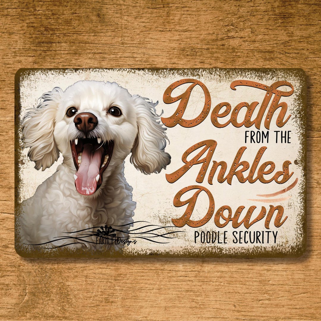 Poodle Sign, Death From the Ankles Down, Poodle Lover Gift, Metal Tin ...