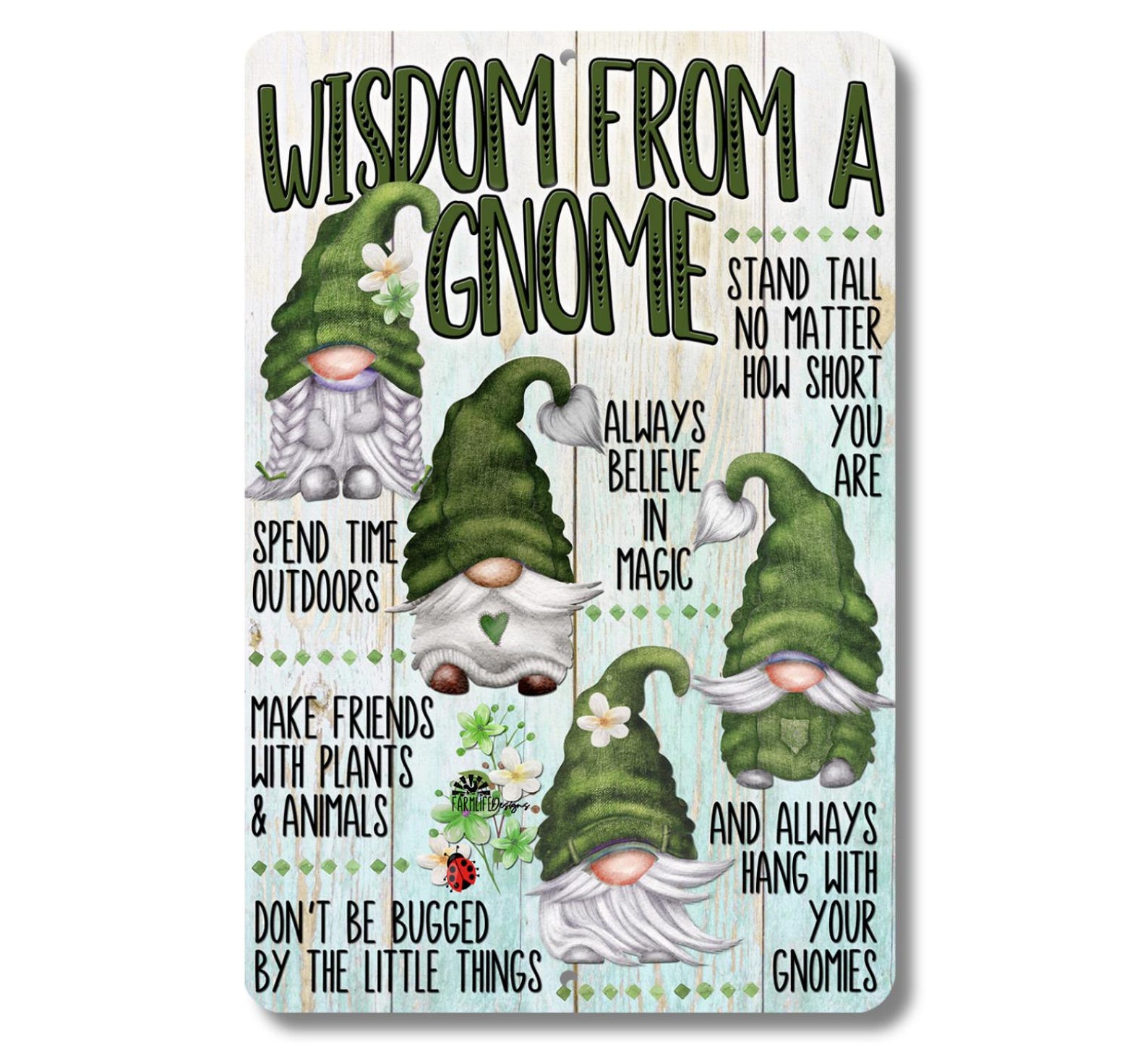 Gnome Advice Sign, Wisdom From a Gnome, Metal Tin Wall Art, Gnomie ...
