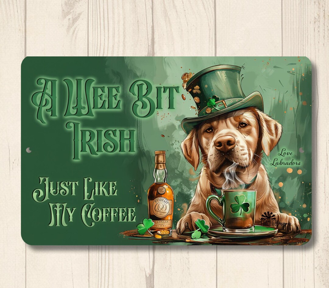 Doberman Irish Coffee Sign, Funny Metal Wall Art, Coffee Bar Dog Decor ...