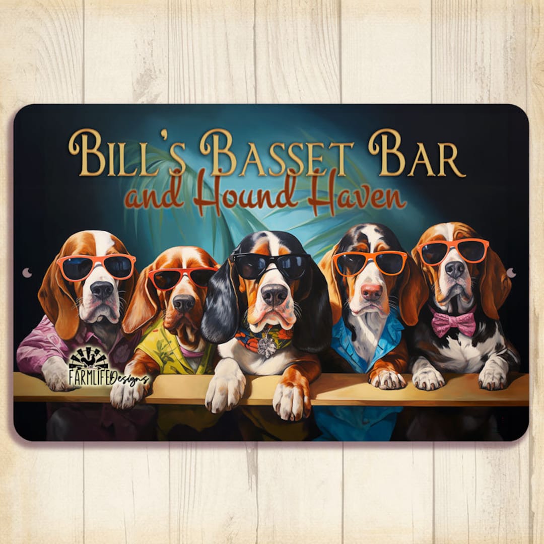 Funny Basset Hound Bar Sign, Personalized Sign, Personalized With Your ...