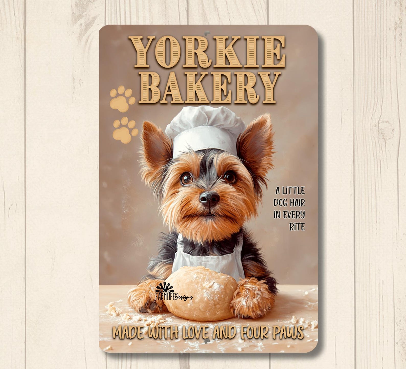 Yorkie Bakery Sign, Funny Metal Tin Wall Art, Yorkshire Terrier Dog ...