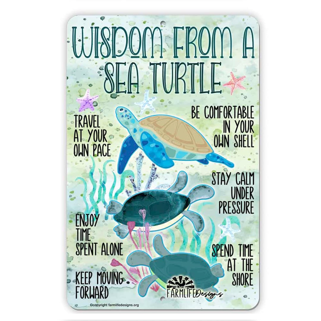 Sea Turtle Advice Gift, Wisdom From a Sea Turtle Metal Sign, Handmade ...