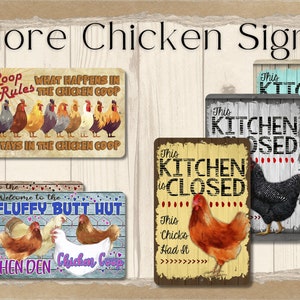 Funny Chicken Gate Sign, Keep Gate Closed Outdoor Metal Sign, Chicken ...