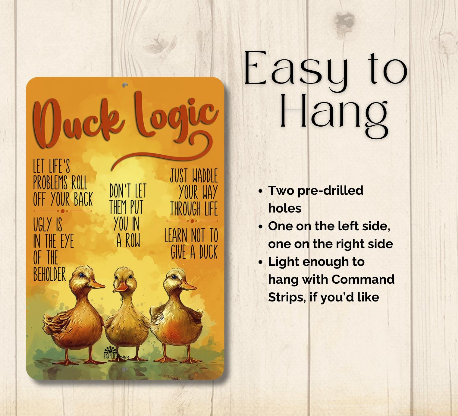 Funny Duck Gift, Duck Lover Sign, Duck Logic Wisdom Sayings, Gift for ...