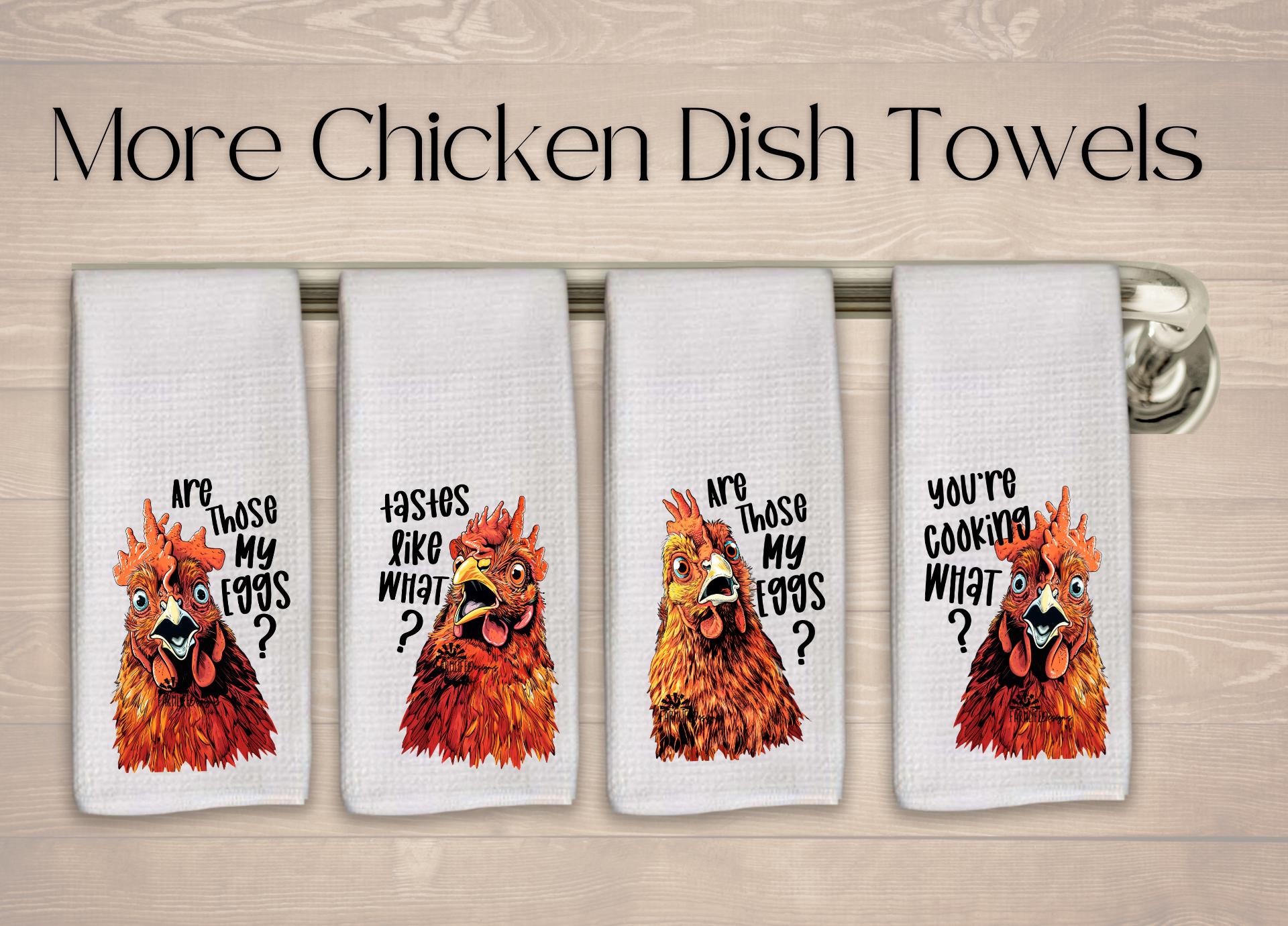 Two Funny Chicken Dish Towels, Chicken Kitchen Decor, Mothers Day Gift ...