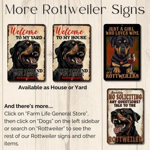 Rottweiler Welcome Sign, House or Yard, Dog Bites Metal Tin Outdoor ...