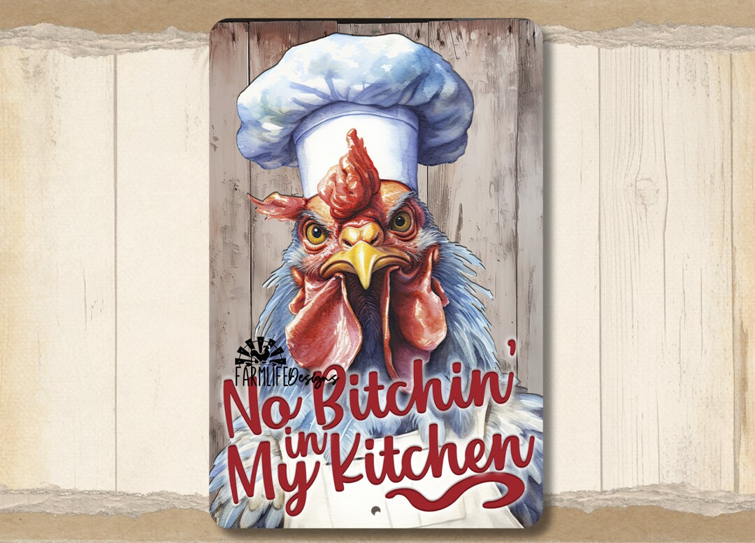 Chicken Kitchen Sign, Gift for Chicken Mama, Tin Rooster Kitchen Decor ...