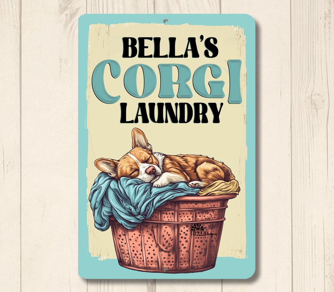 Corgi Custom Laundry Room Sign, Personalized With Your Dog's Name ...