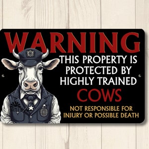 Cow Security Yard Sign, Cow Lover Gift, Funny Metal Sign, Cow Security ...