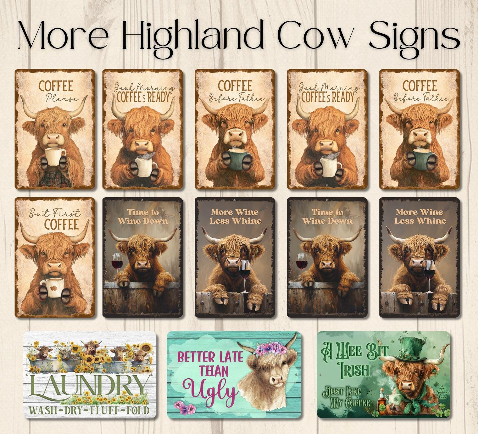 Highland Cow Custom Kitchen Sign, Personalized With Your Name & Slogan ...