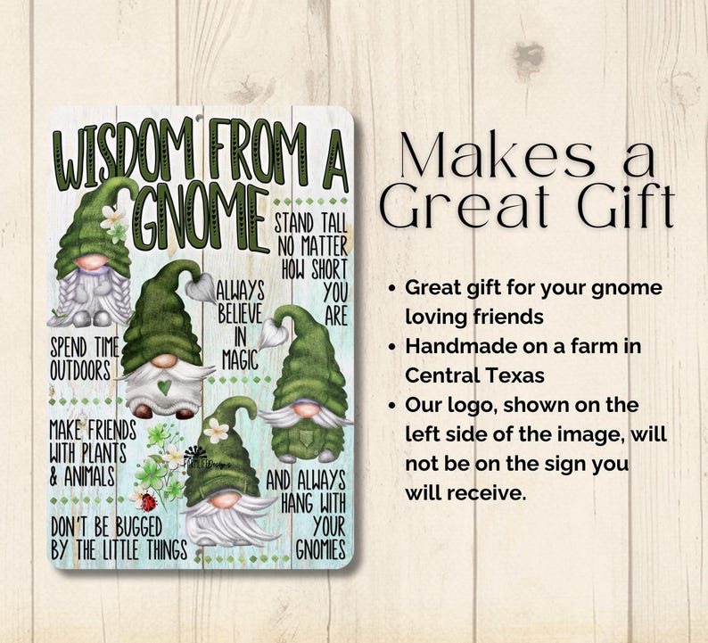 Gnome Advice Sign, Wisdom From a Gnome, Metal Tin Wall Art, Gnomie ...