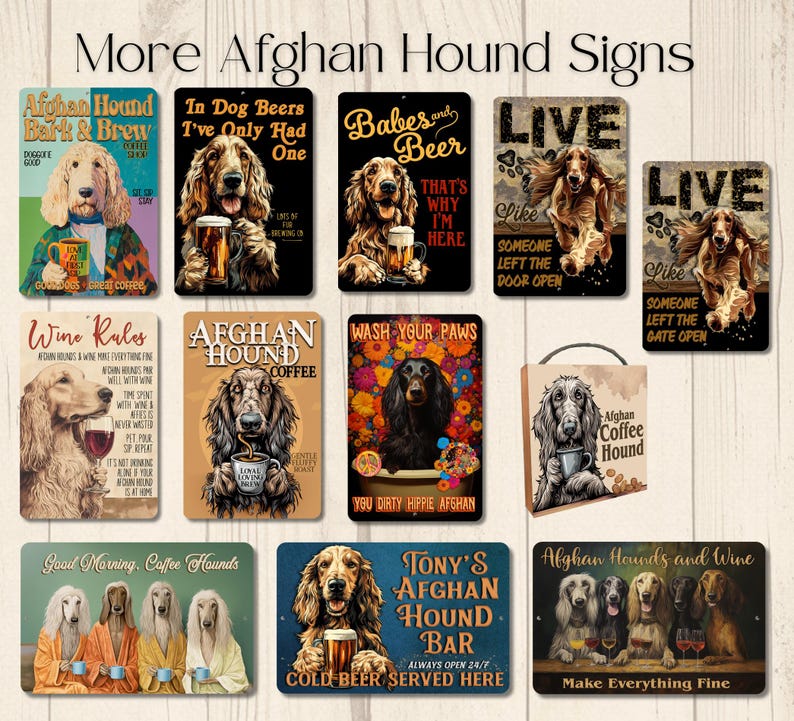 Afghan Hound Custom Bar Sign, Personalized With Your Name, Man Cave ...