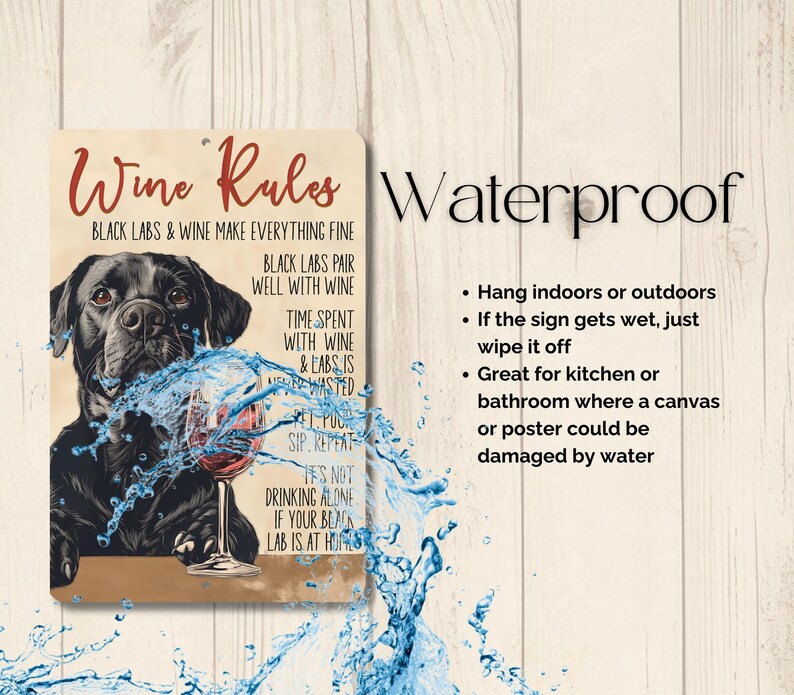 Black Lab Wine Rules Sign, Wine Bar Decor, Labrador Retriever Dog Mom ...