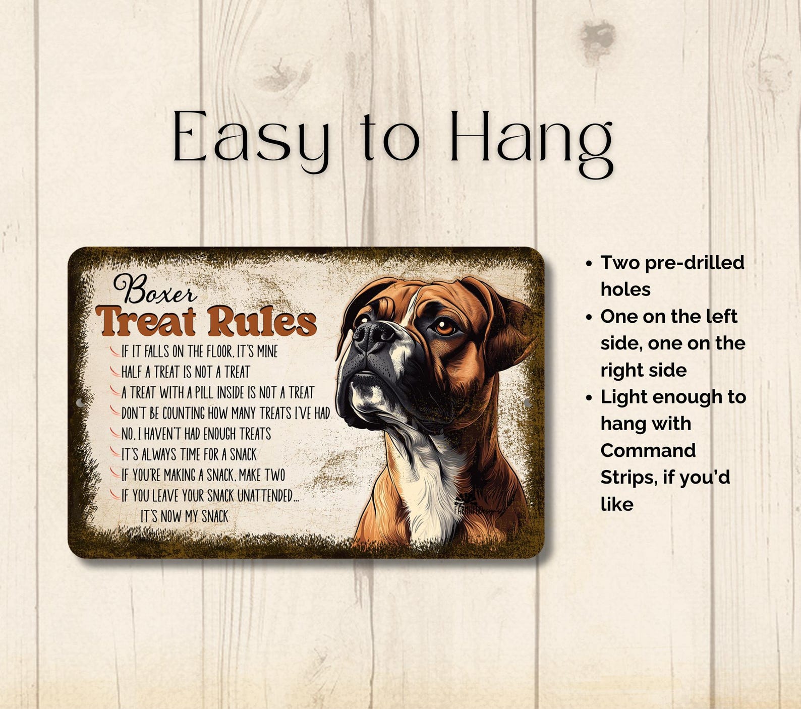 Boxer Treat Rules Sign, Funny Metal Tin Decor, What Your Dog Thinks ...