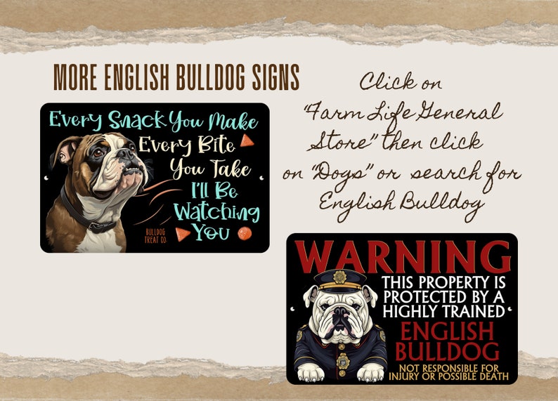 Funny English Bulldog Security Sign - Handmade Protected by Sign for ...