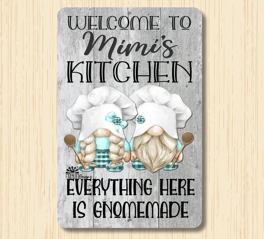 Custom Gnome Kitchen Sign Personalized With Your Name, Cooking Gnomes ...