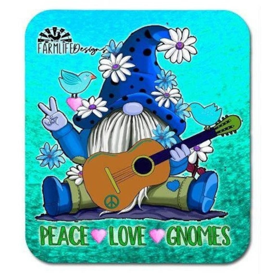 Hippie Gnome With Guitar Magnet, Peace Love Gnomes, 4 Aluminum, Gnome ...