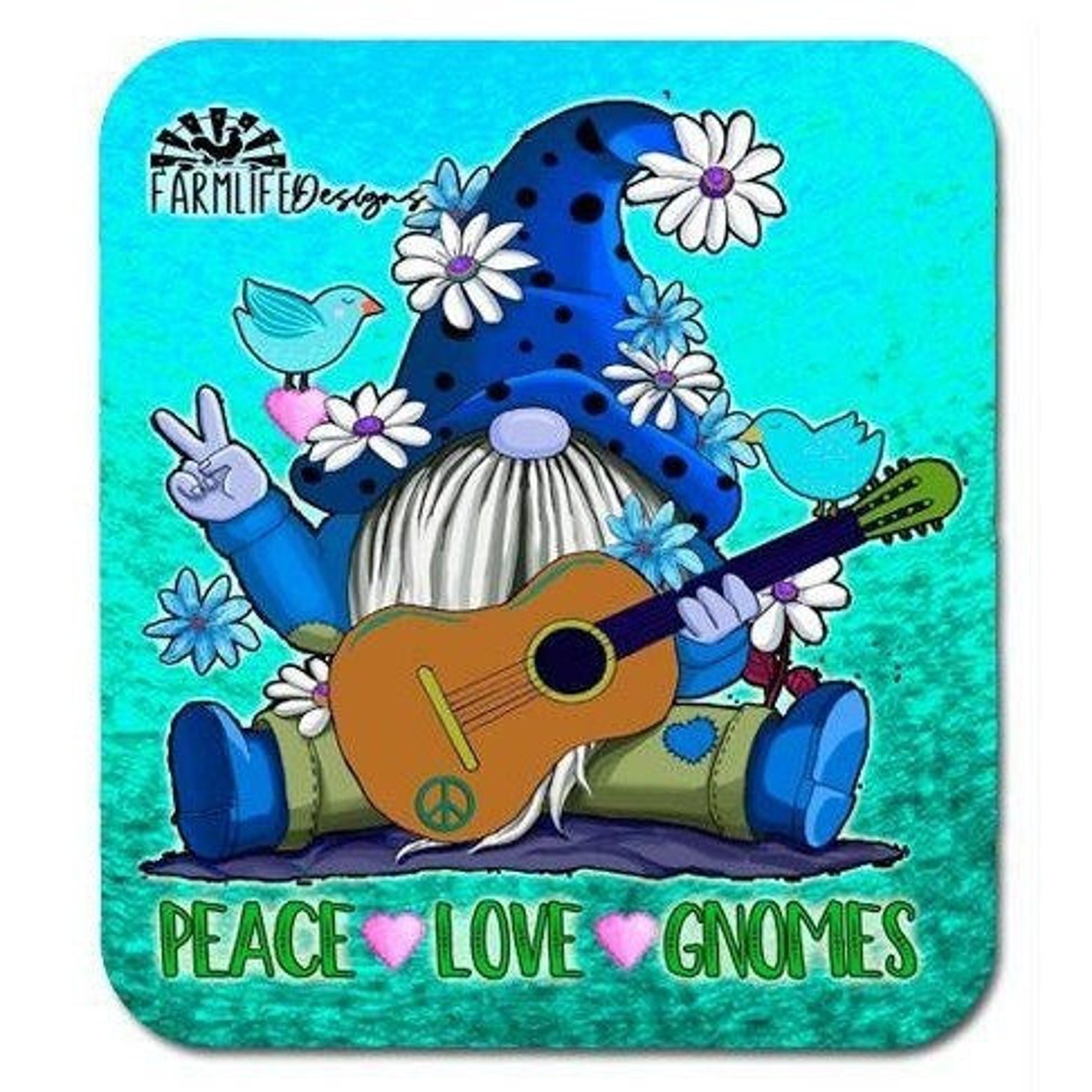 Hippie Gnome With Guitar Magnet, Peace Love Gnomes, 4 Aluminum, Gnome ...