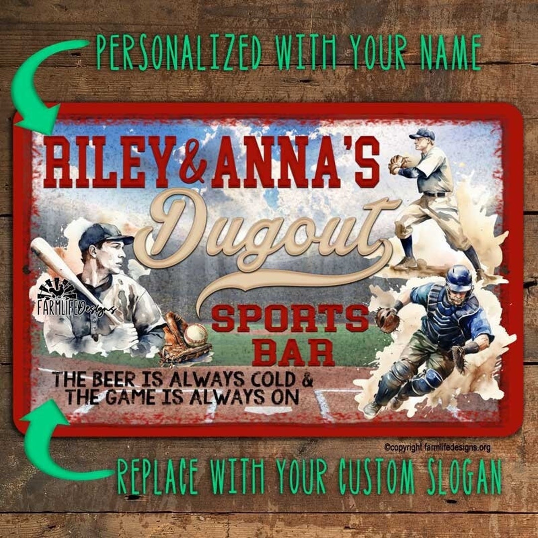 Personalized Baseball Sign, Customized With Your Name, Sports Decor ...
