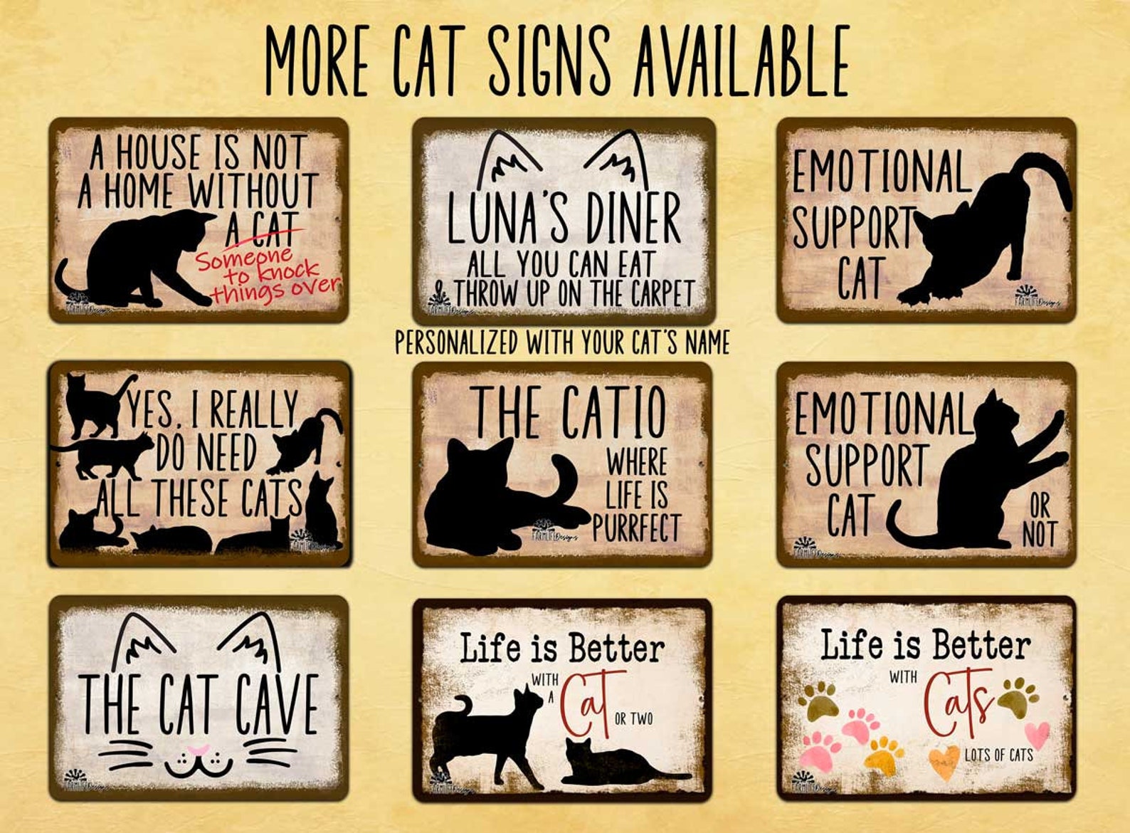 Personalized Cat Diner Sign, Custom Cat Name, Kitchen Decor, Gift for ...