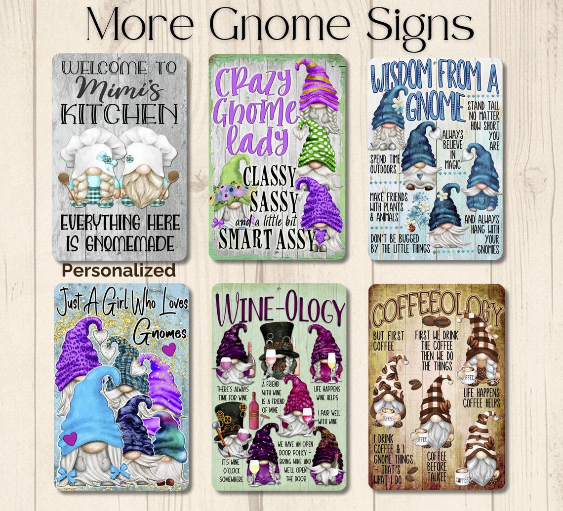Kitchen Gnome Sign, Everything is Gnome Made, Purple Baking Cooking ...
