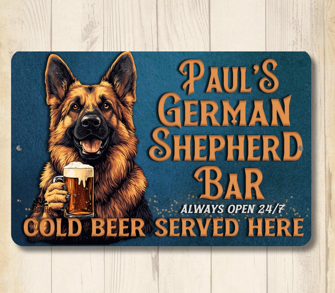 German Shepherd Custom Bar Sign, Personalized With Your Name, Man Cave ...