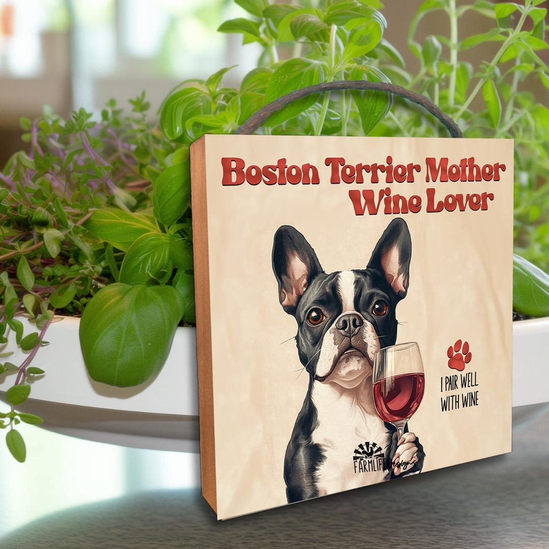 Boston Terrier Sign, Small Hanging Plaque, Shelf Sitter, Tiered Tray ...