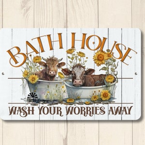 Cow Bathhouse Bathroom Sign, Housewarming Gift, Cow Lover Gift, Cow ...